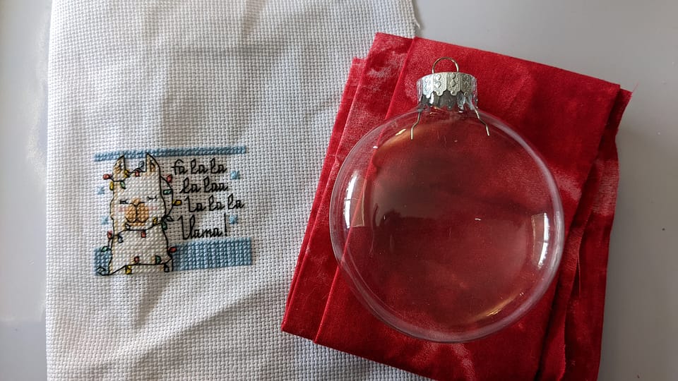 Cross Stitched Christmas Bauble Ornament | Thread Bare