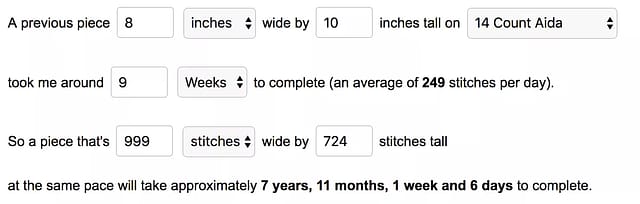Cross-Stitch Completion Time Estimator | Thread Bare